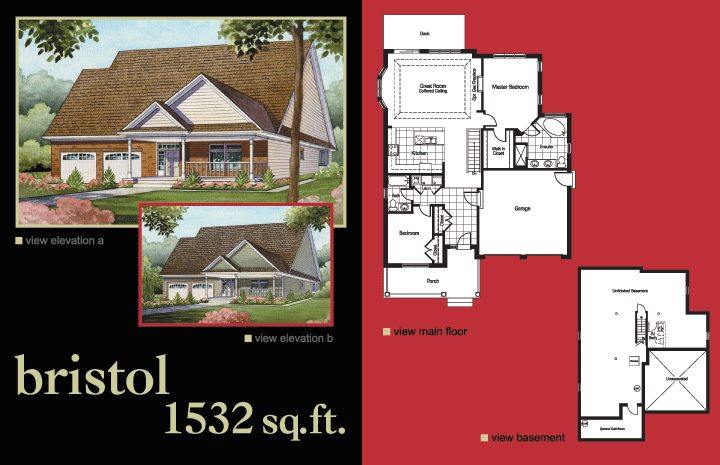 Bristol floor plan at Watermark in Mono, ON