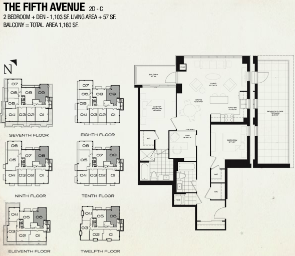 The Fifth Avenue floor plan at The Address at High Park in Toronto, ON