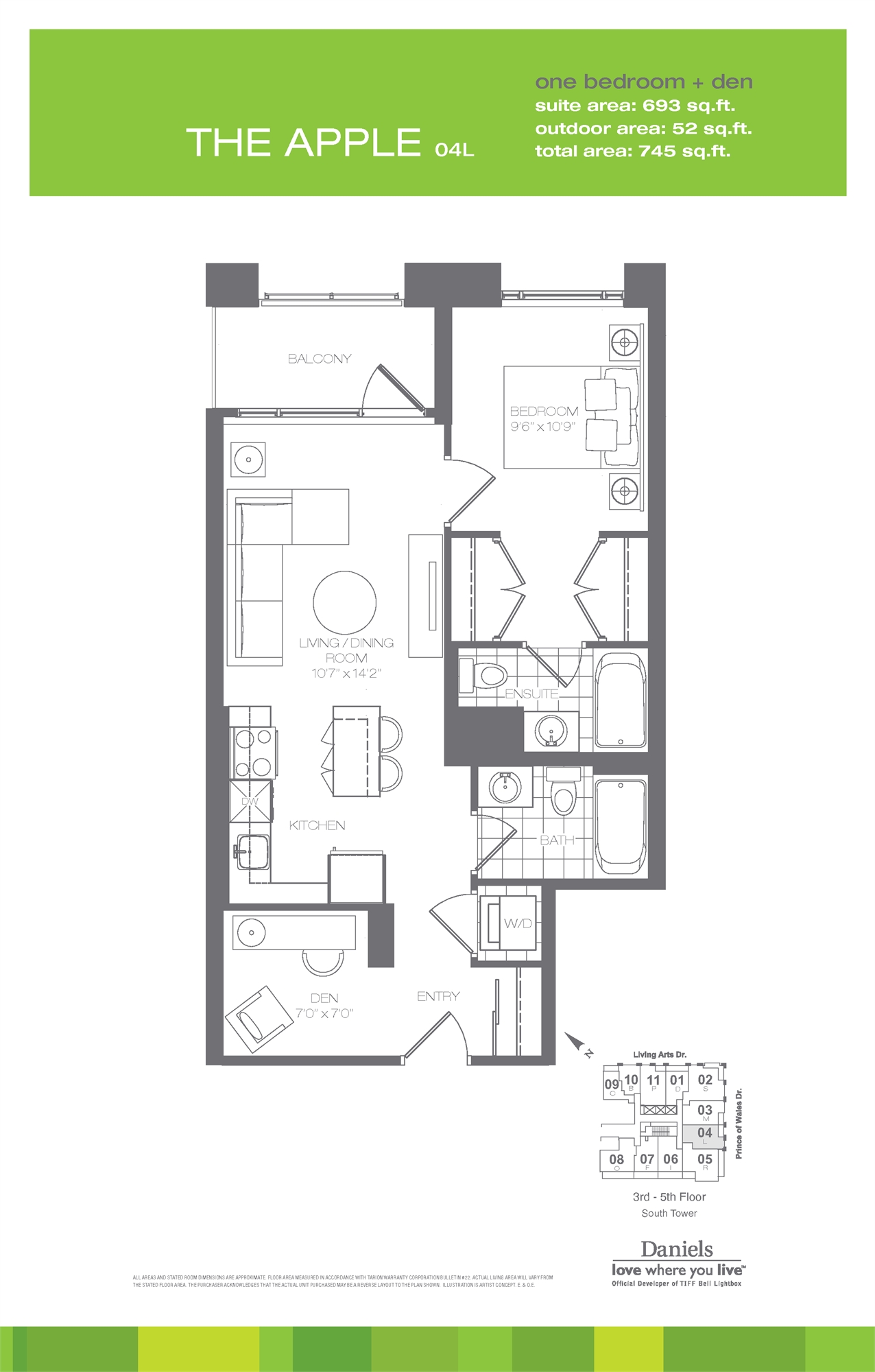 Limelight Condominiums - Apple Floor Plan, Mississauga ON | Livabl