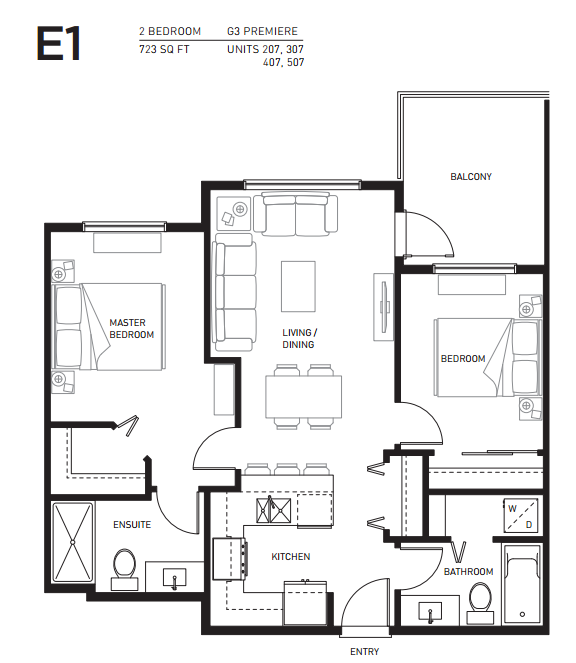 E1 floor plan at G3 Residences in Surrey, BC
