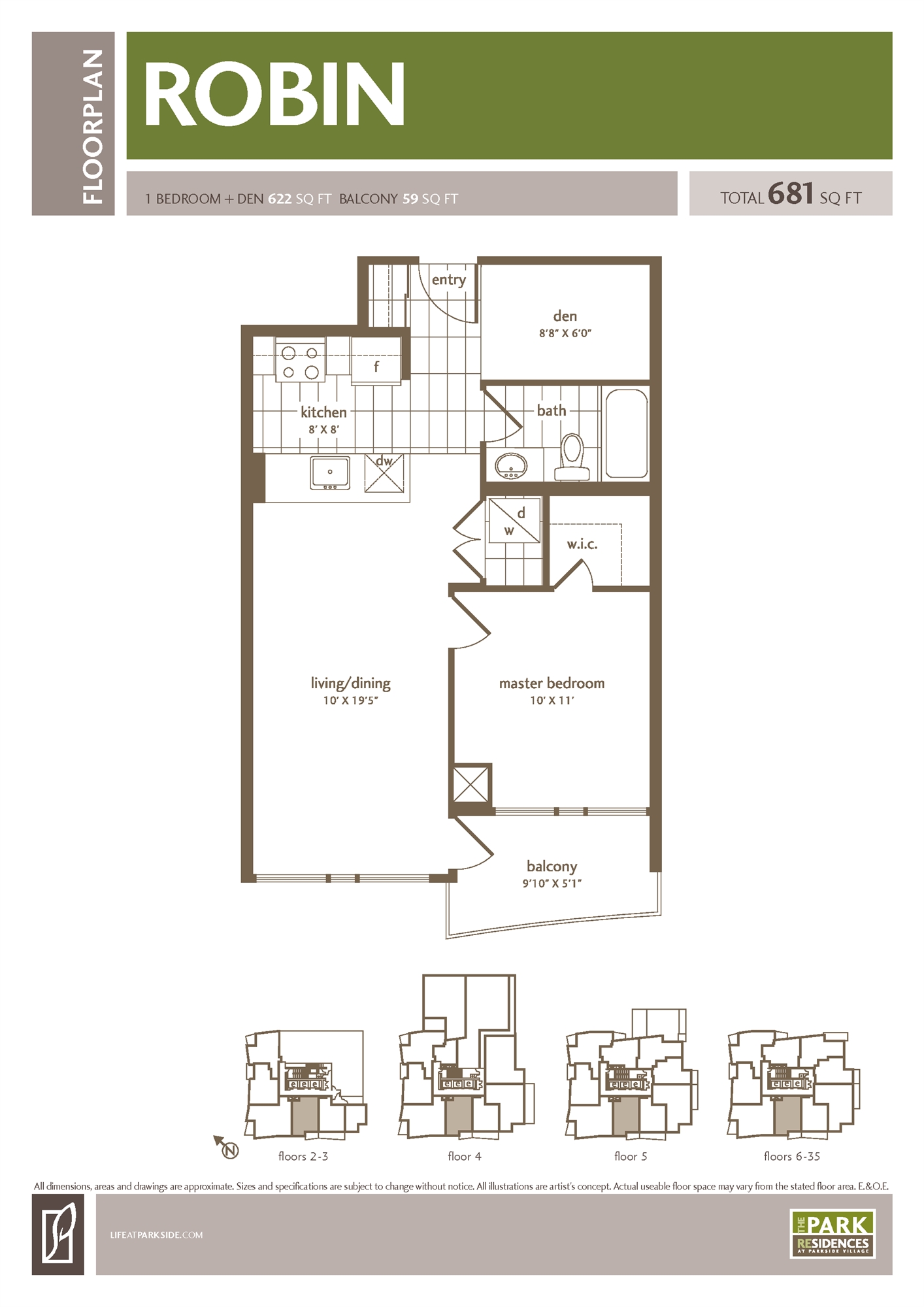 The Park Residences at Parkside Village - Robin Floor Plan, Mississauga ...