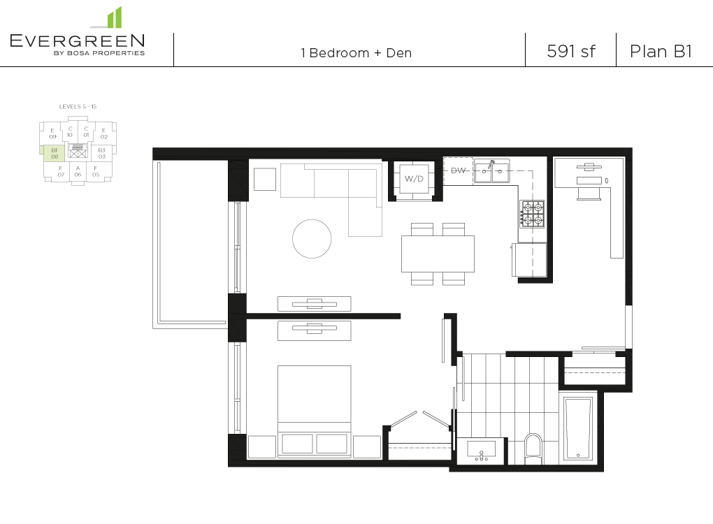 Evergreen by Bosa Properties - B1 Floor Plan, Coquitlam BC | Livabl