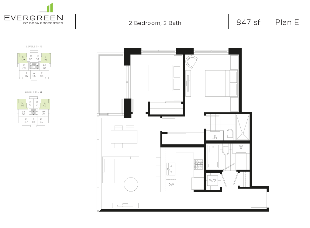 Evergreen by Bosa Properties - E Floor Plan, Coquitlam BC | Livabl