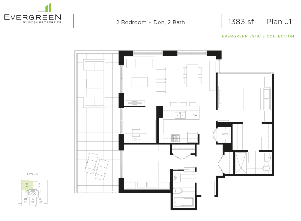 Evergreen by Bosa Properties - J1 Floor Plan, Coquitlam BC | Livabl