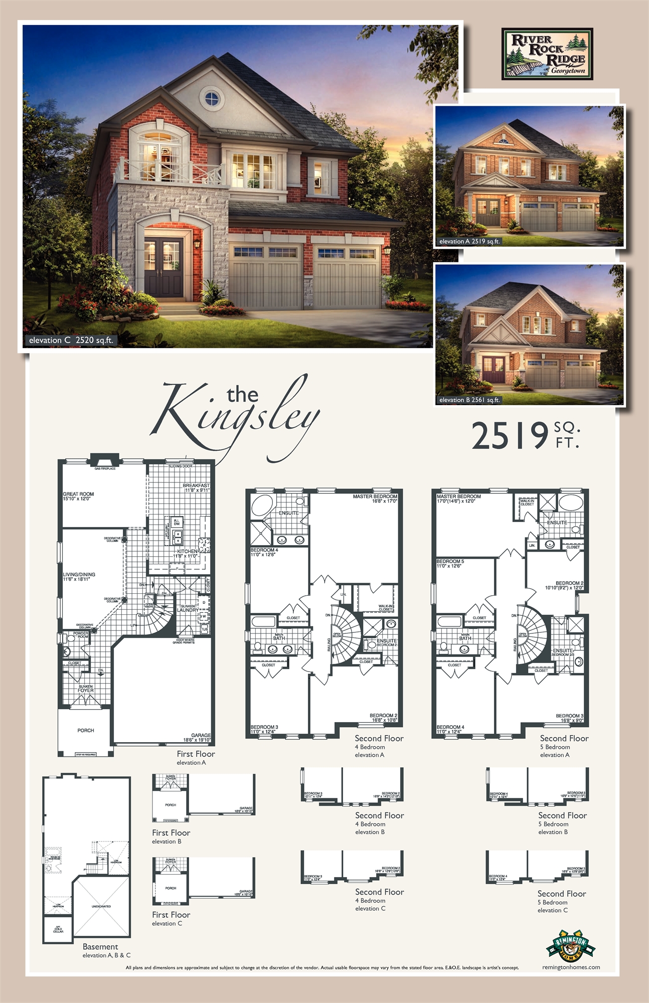 The Kingsley floor plan at River Rock Ridge by Remington Homes in ...