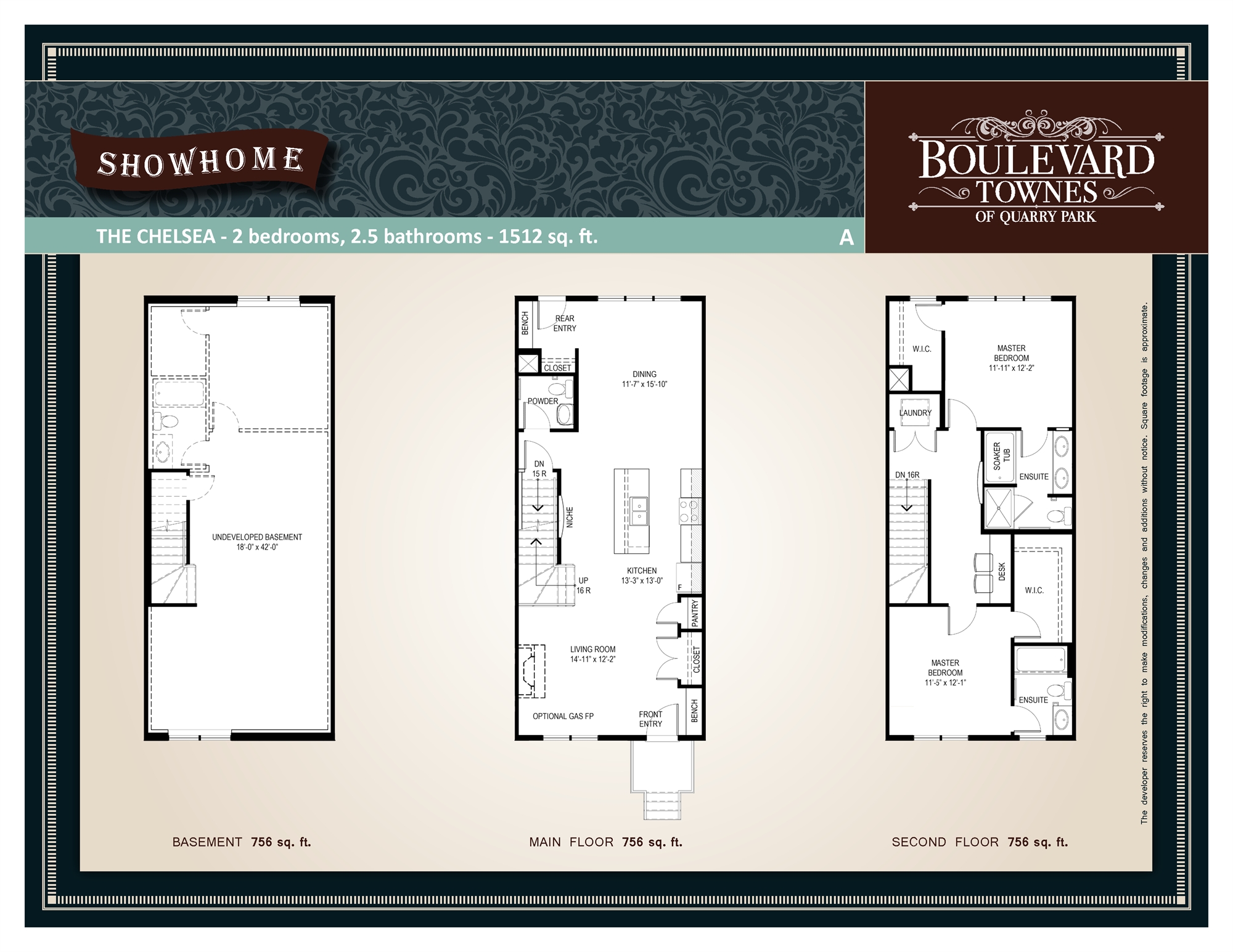 Boulevard Townes of Quarry Park - Chelsea Floor Plan, Calgary AB | Livabl