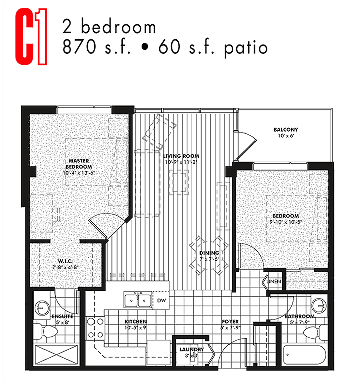 The Signature Condos - C1 Floor Plan, Edmonton AB | Livabl
