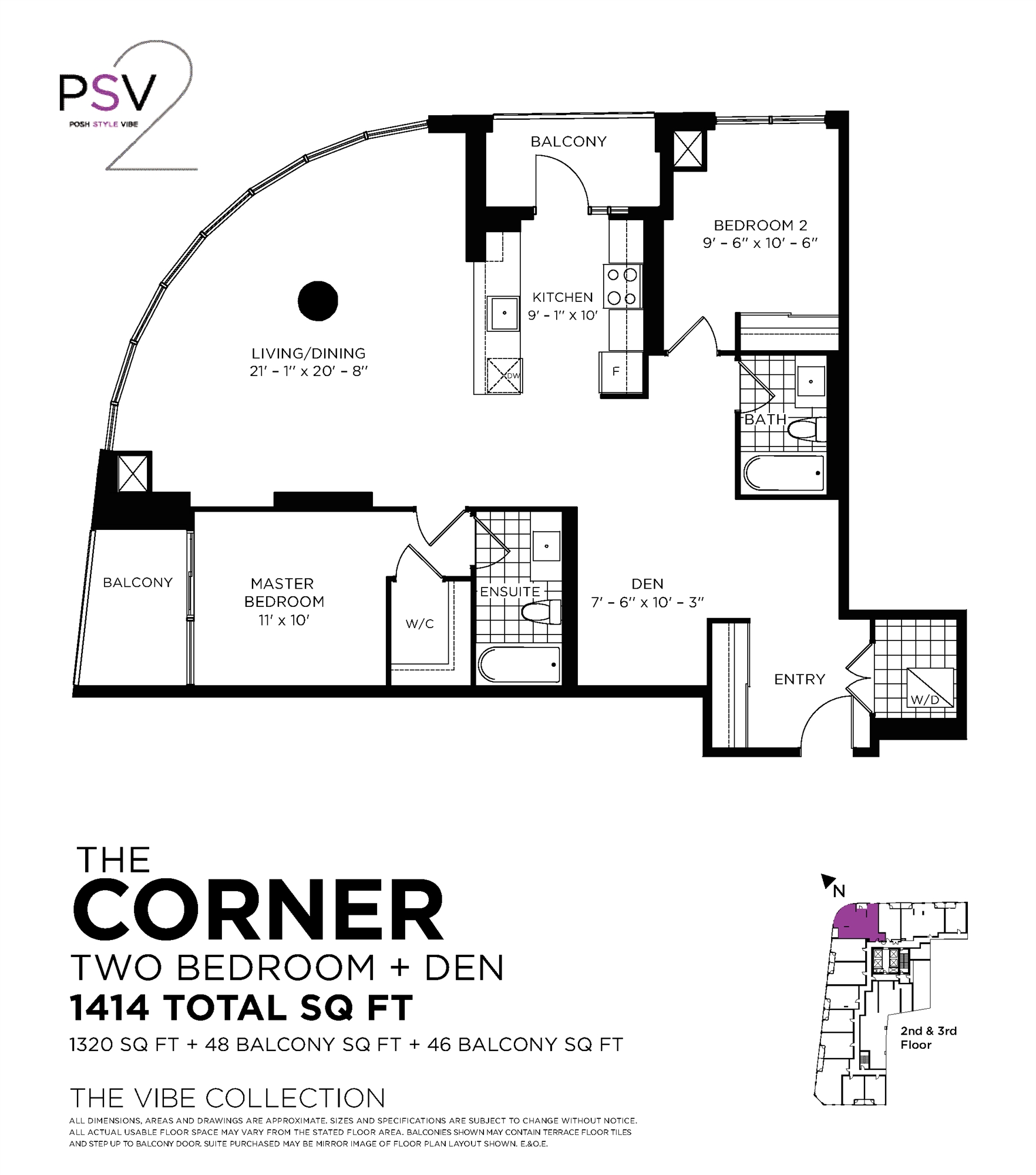 Corner floor plan at PSV2 in Mississauga, ON