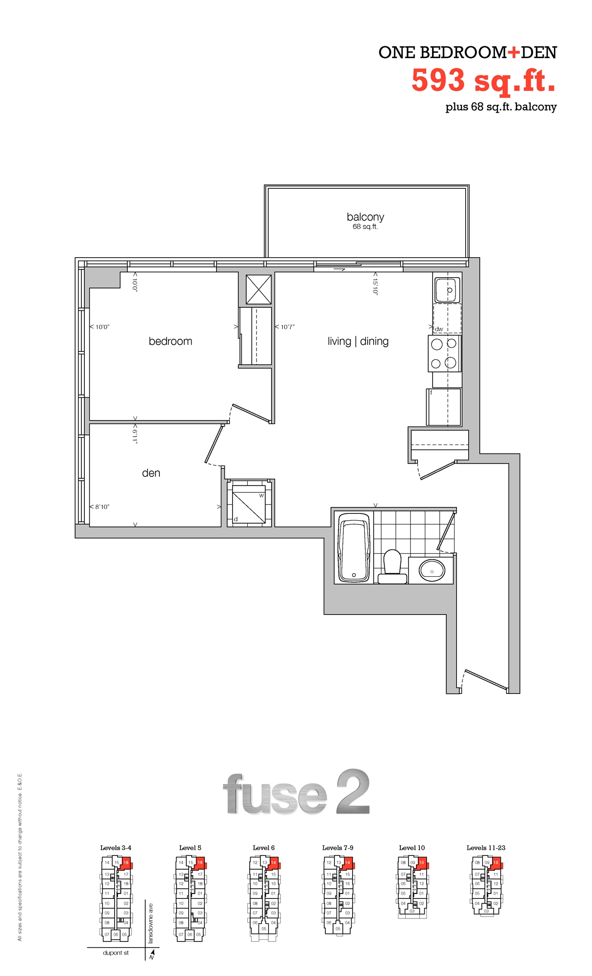 Fuse Condos - 593 Floor Plan, Toronto ON | Livabl