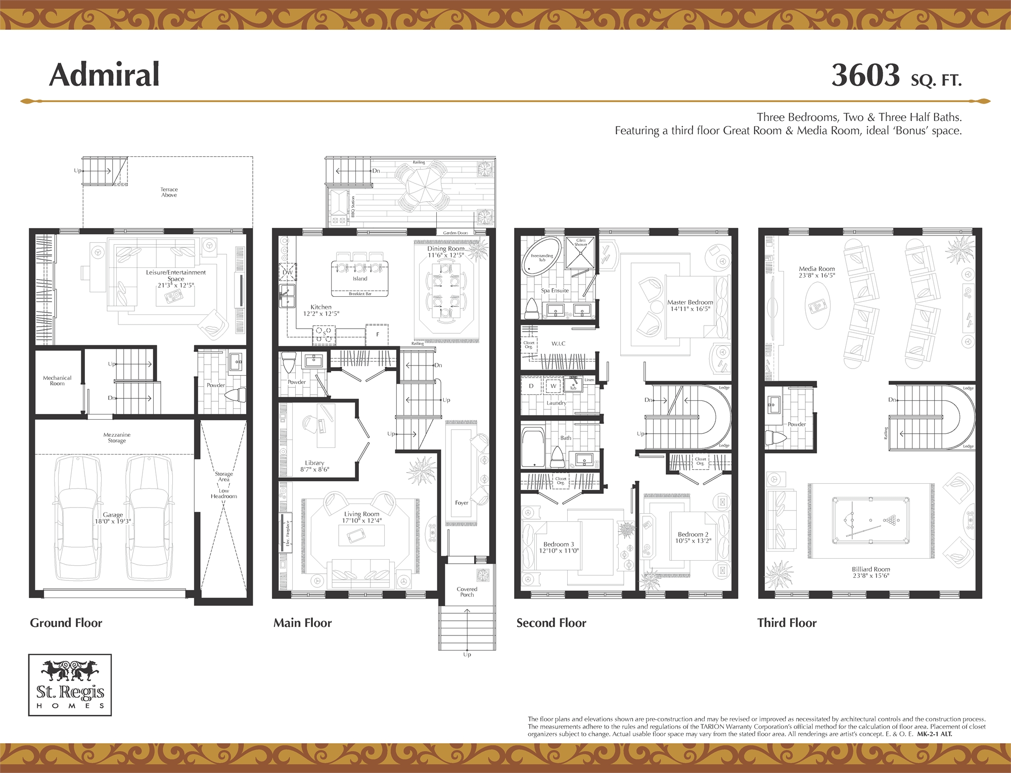 Admiral floor plan at Mission Hill on Bayview in Richmond Hill, ON
