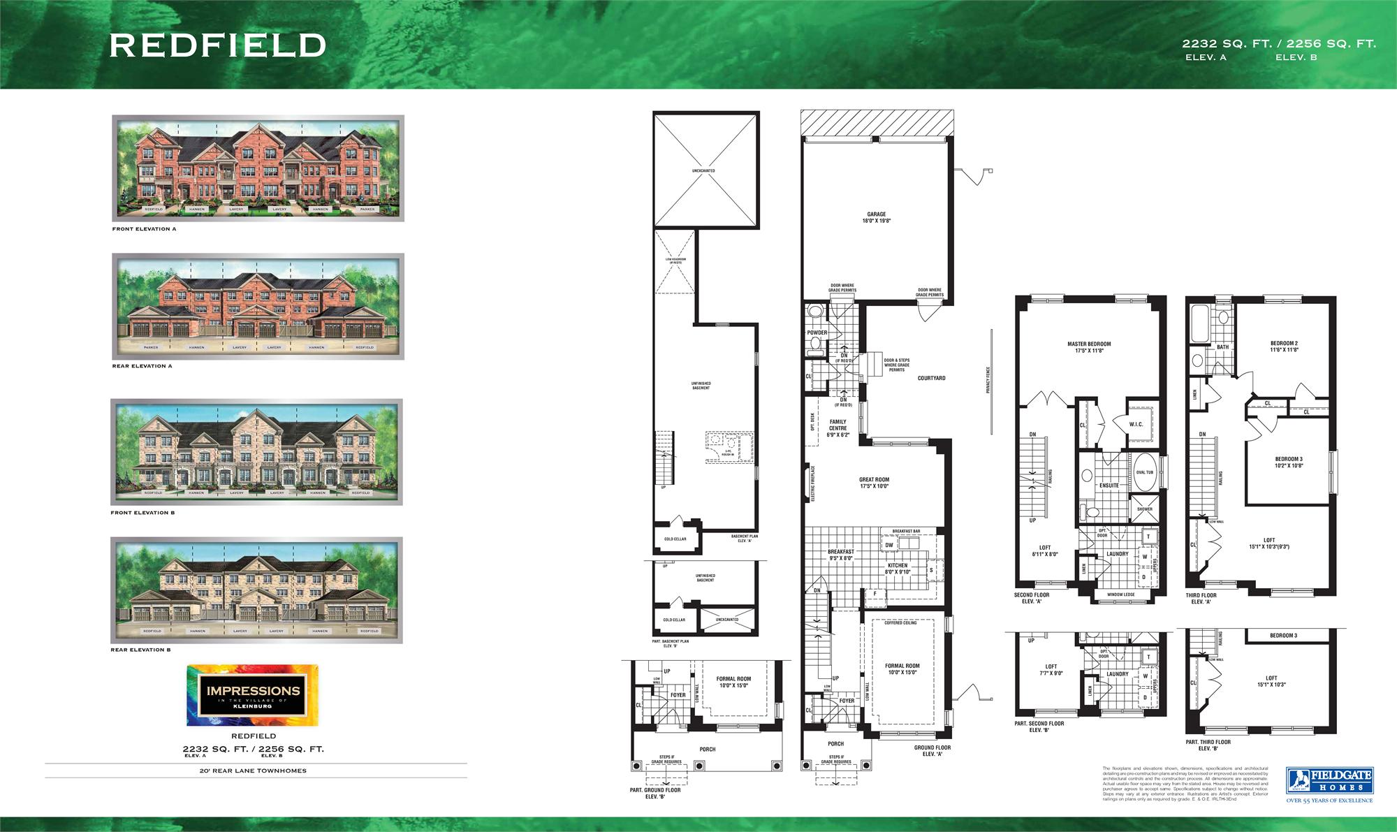 Impressions of Kleinburg - Redfield (End) Floor Plan, Vaughan ON | Livabl