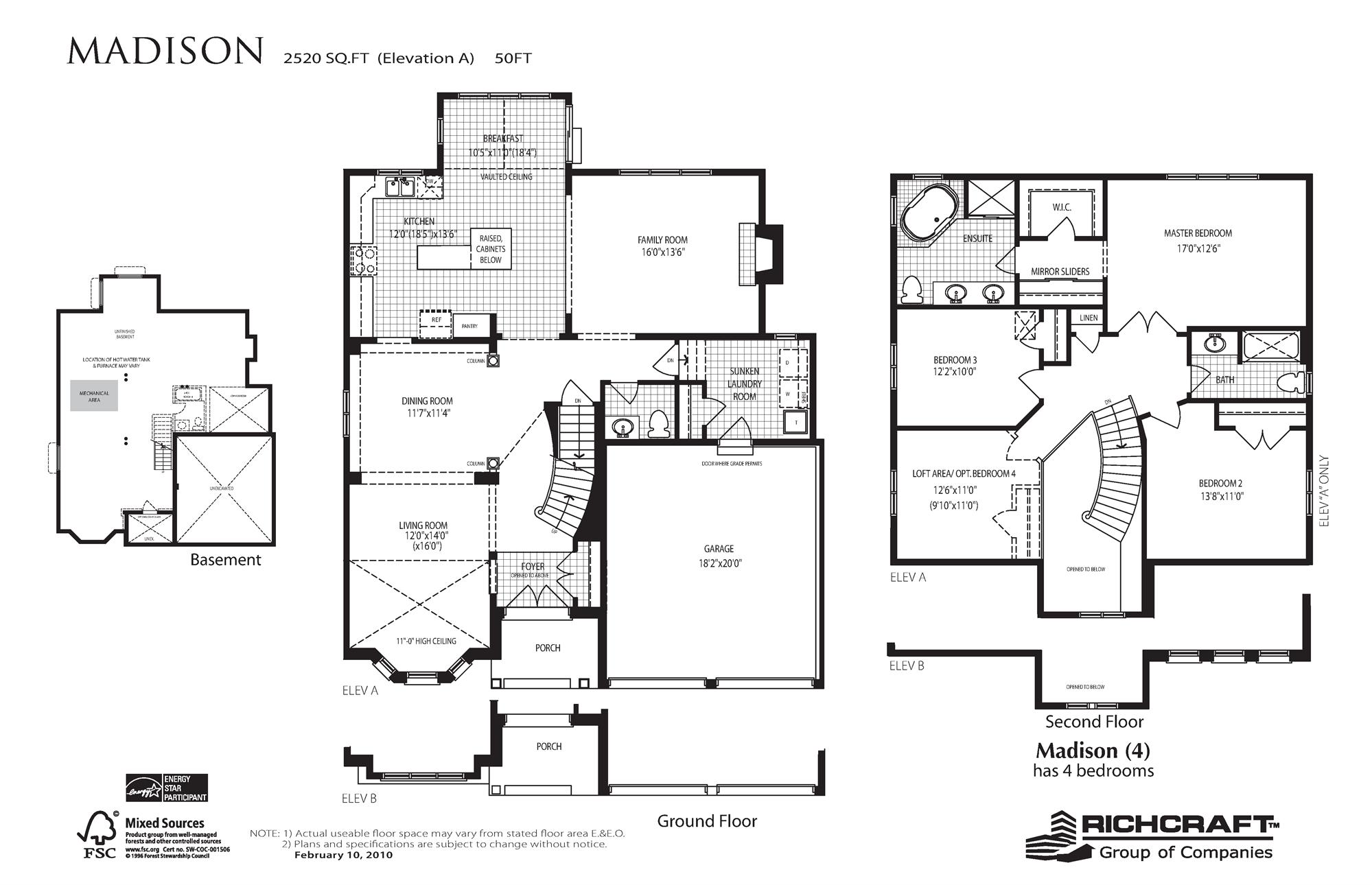 The Madison floor plan at Woodroffe Estates in Ottawa, ON