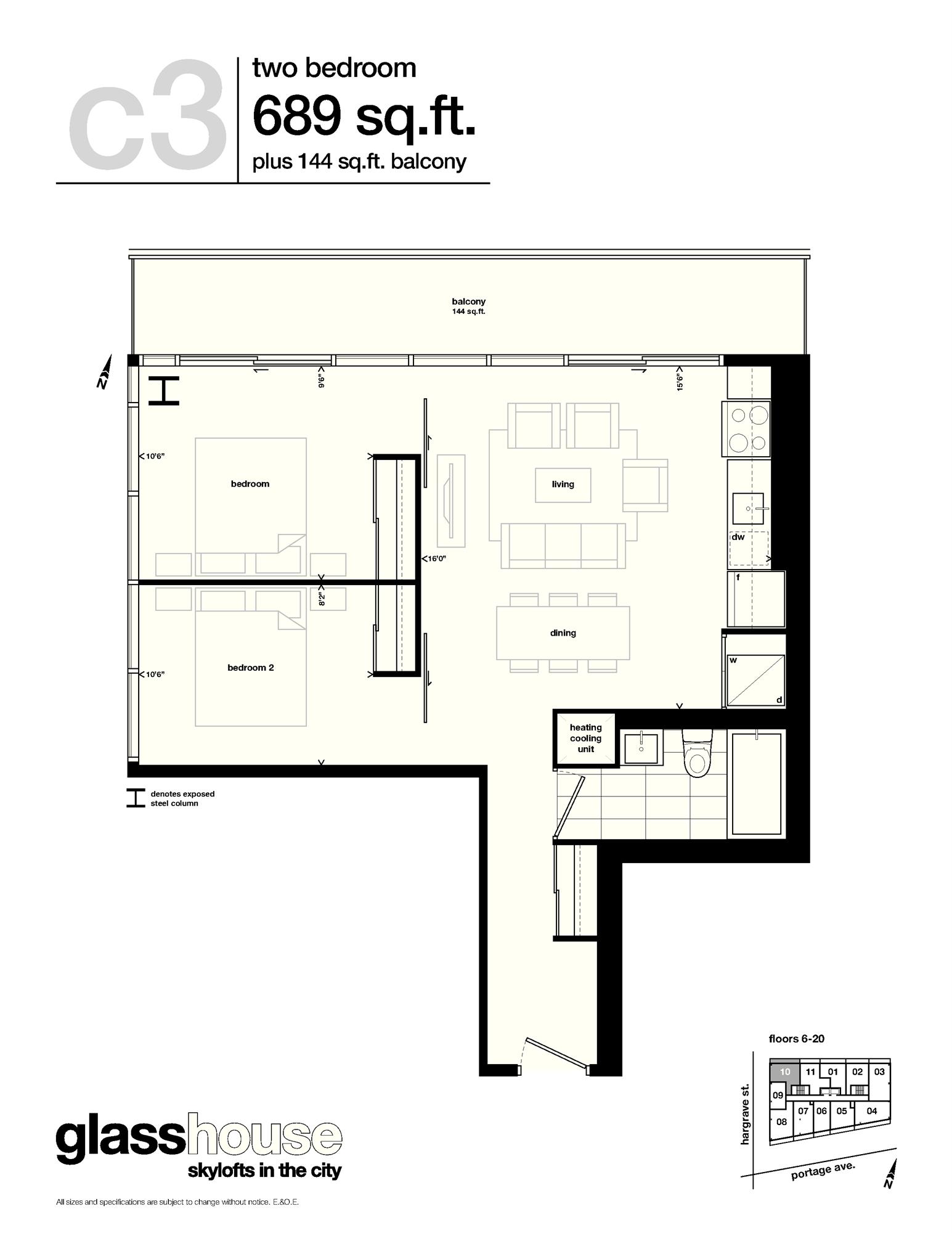 C3 floor plan at Glasshouse Lofts in Winnipeg, MB