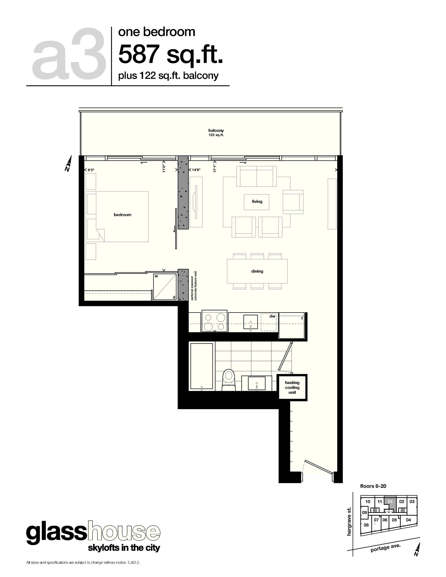 A3 floor plan at Glasshouse Lofts in Winnipeg, MB