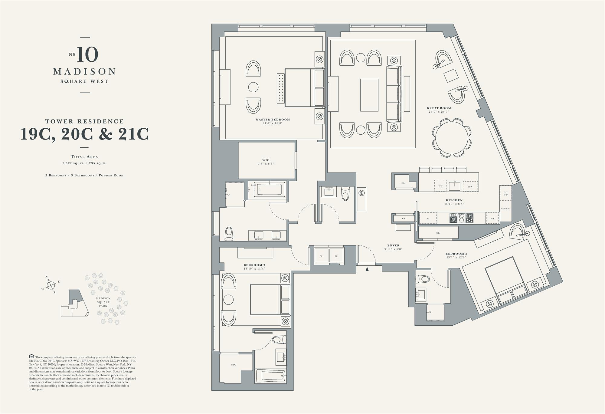 Residence 19C at 10 Madison Square West in Manhattan, NY