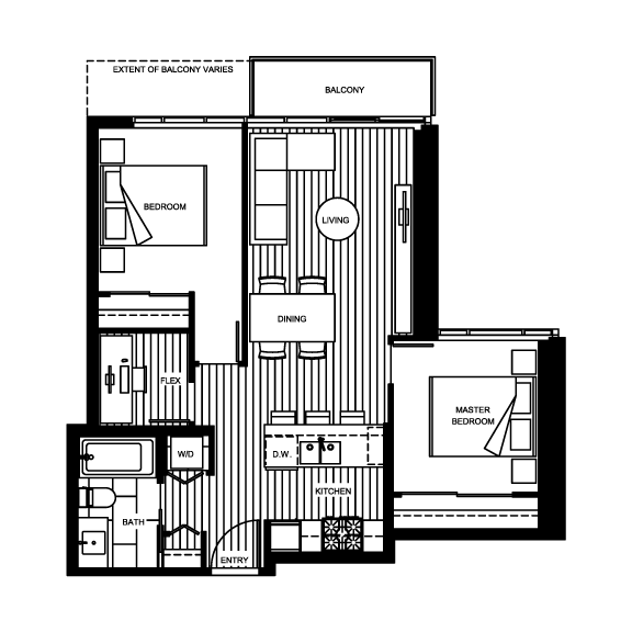 Y floor plan at Strathcona Village in Vancouver, BC