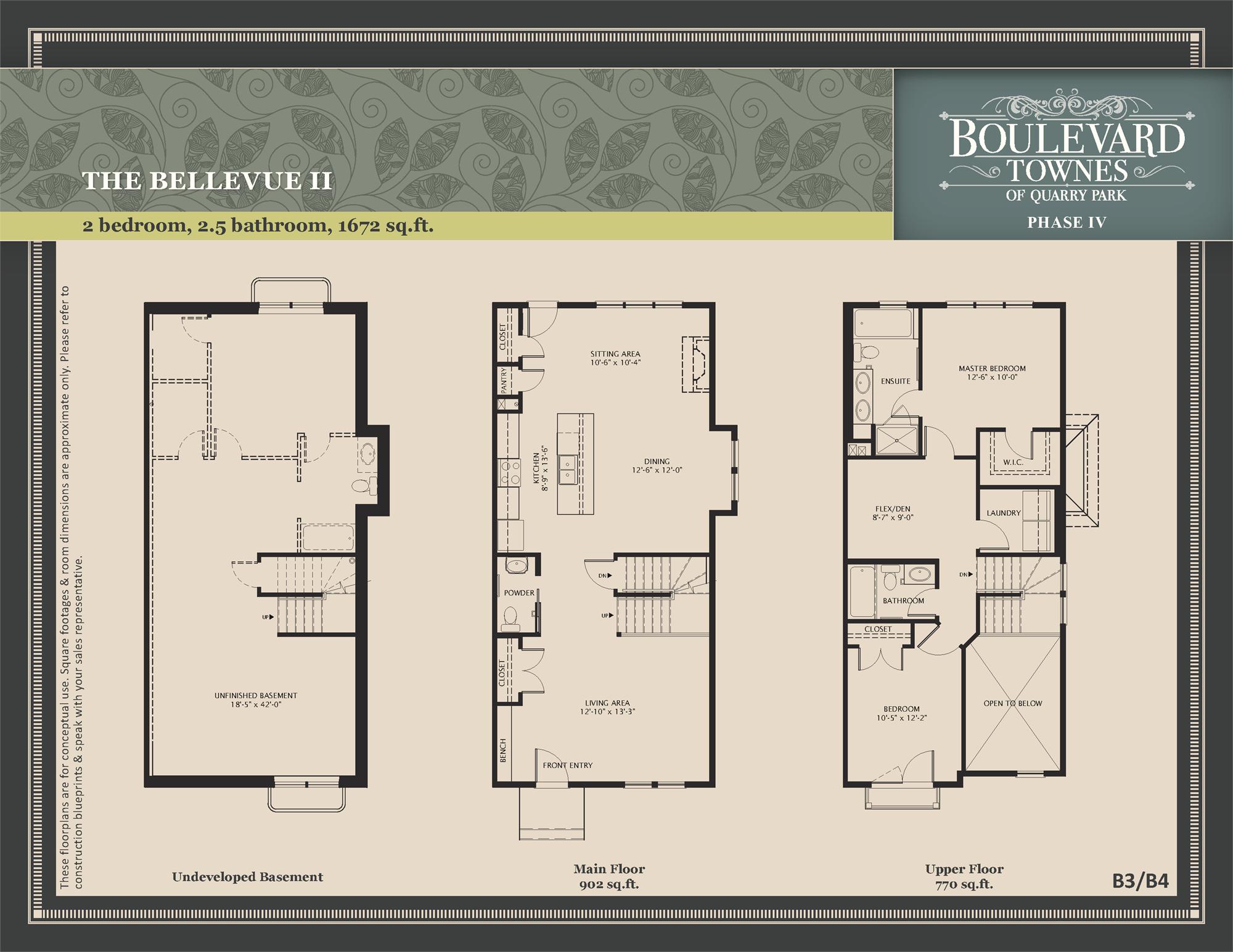 Boulevard Townes of Quarry Park - Bellevue II Floor Plan, Calgary AB ...