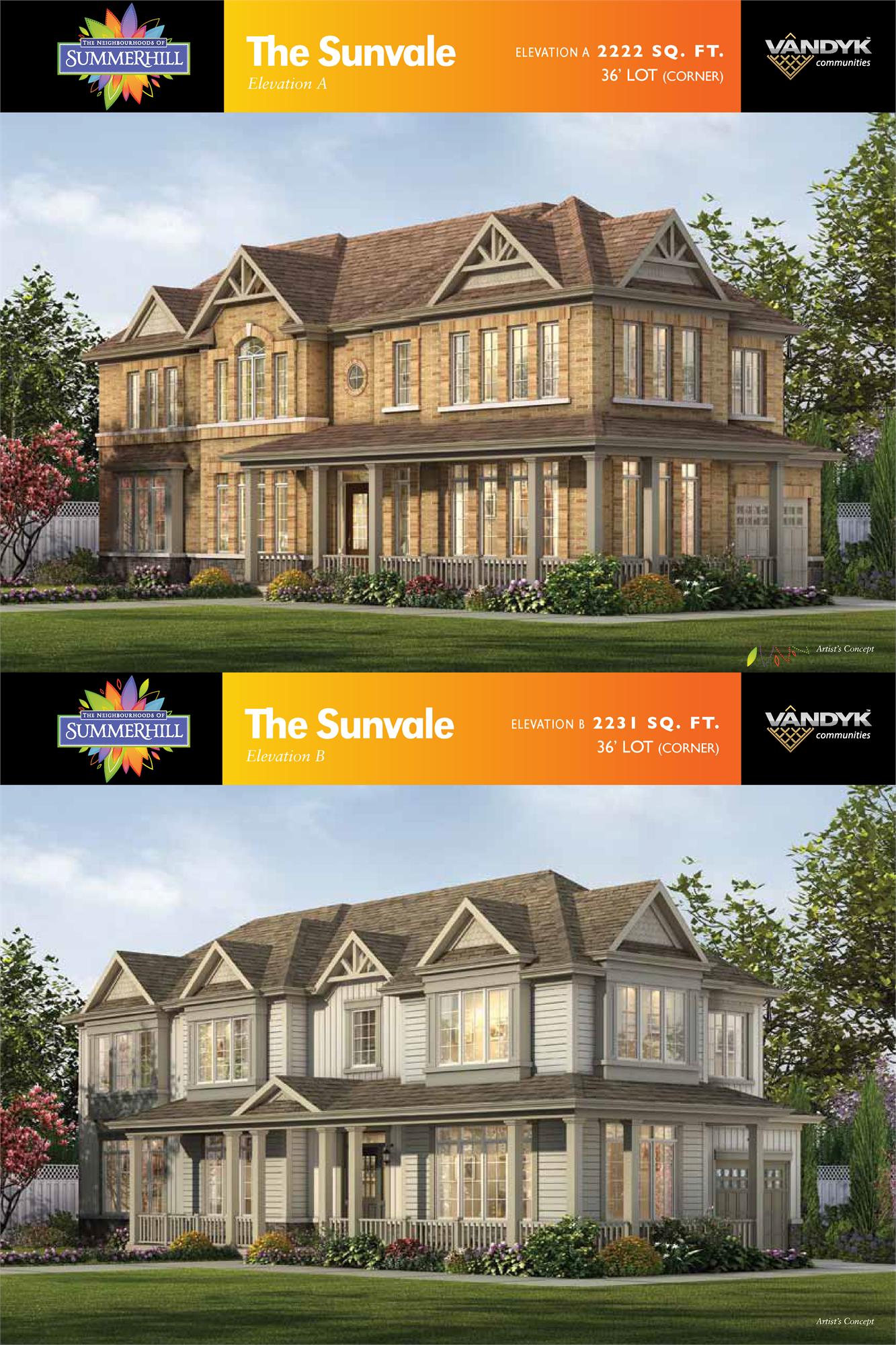 Sunvale A floor plan at The Neighbourhoods of Summerhill in Shelburne, ON