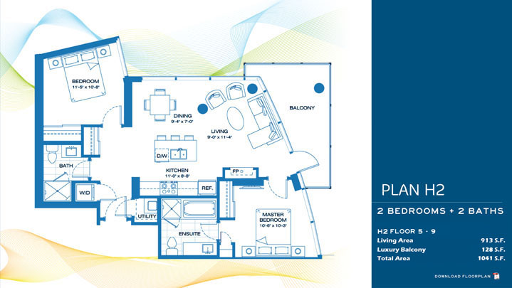 The Pearl on Jasper - H2 Floor Plan, Edmonton AB | Livabl