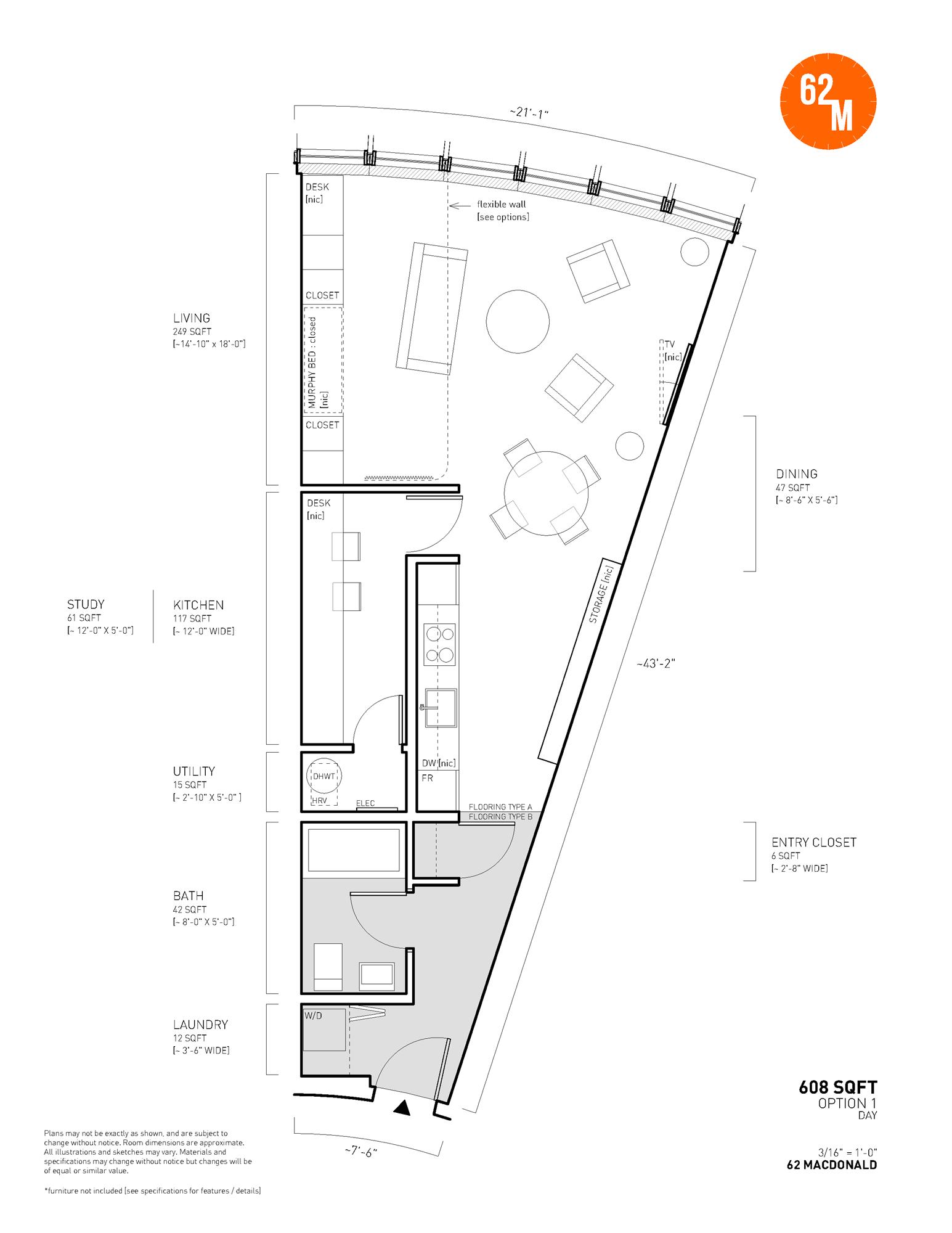 62M Condos - Option 2 (den) Floor Plan, Winnipeg MB | Livabl
