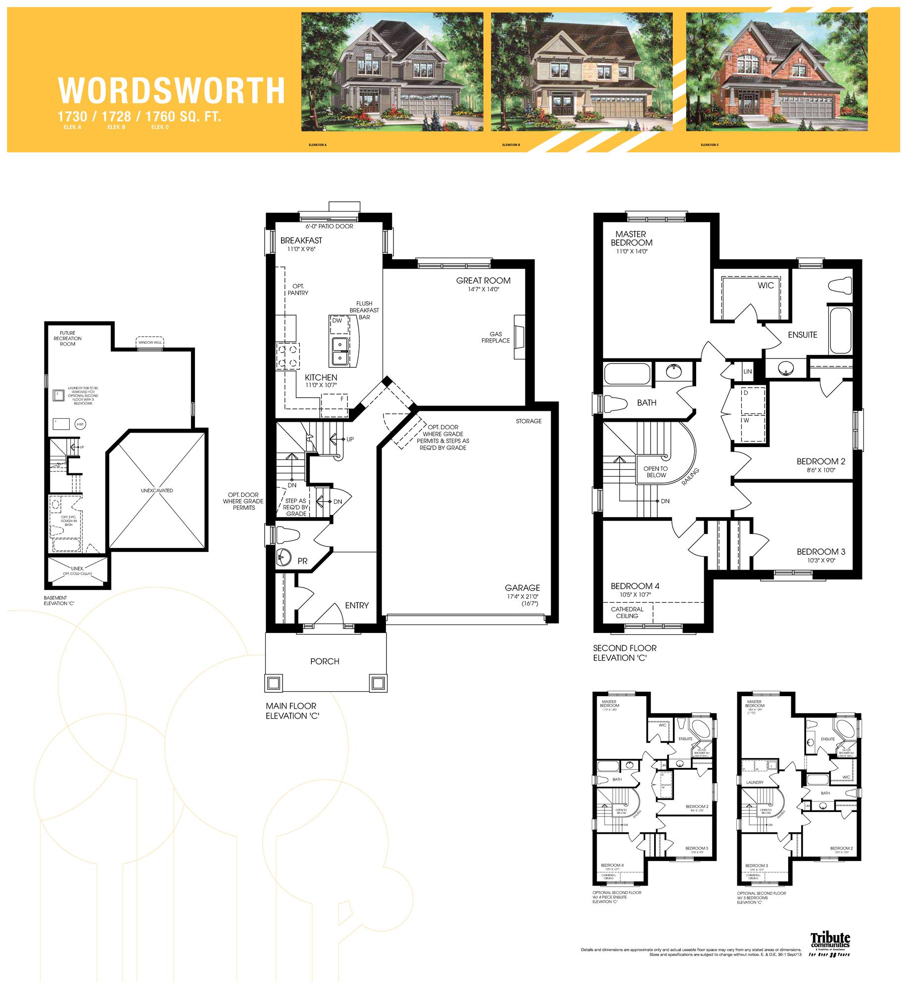 Wordsworth floor plan at U.C. in Oshawa, ON