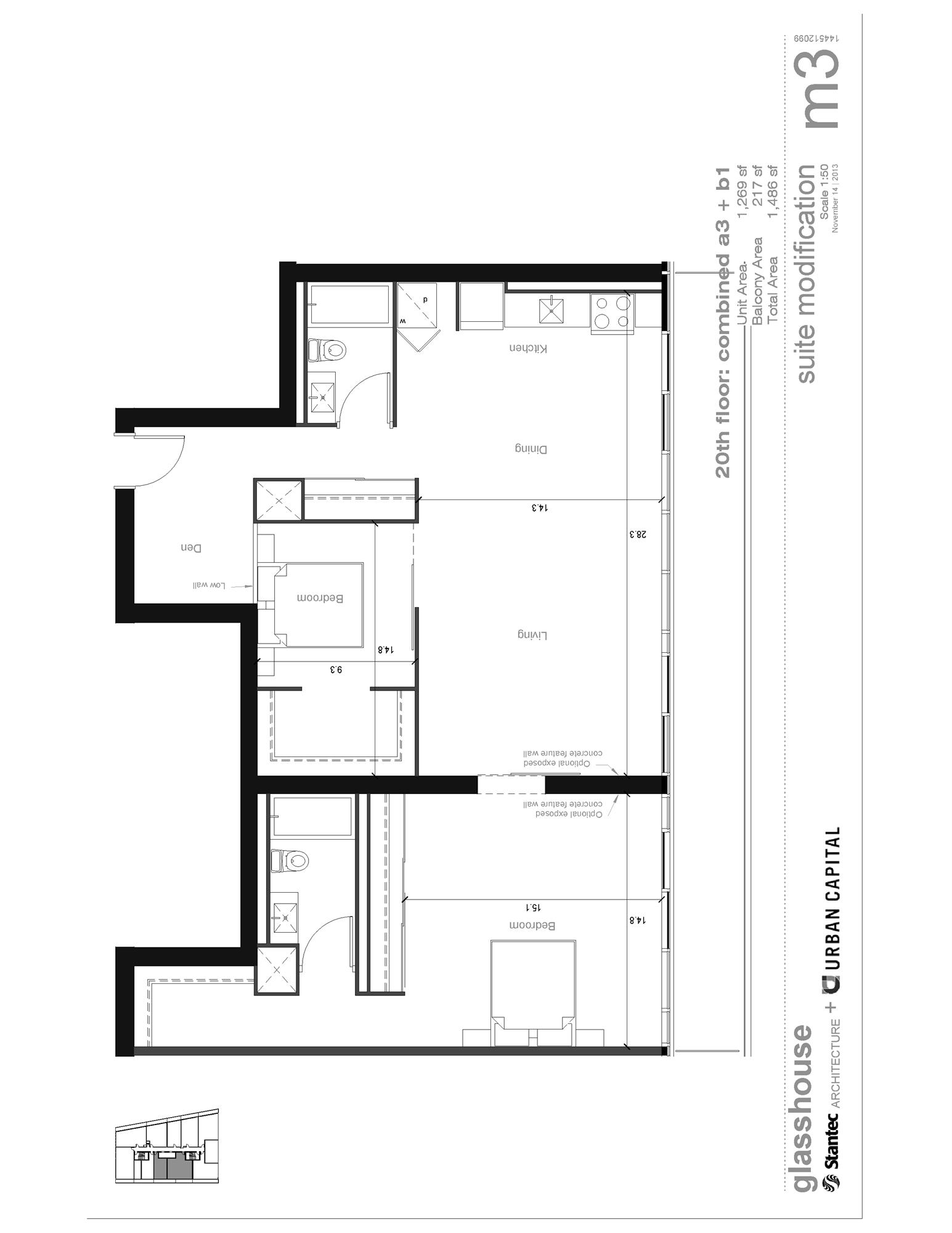 A3+B1 Combo floor plan at Glasshouse Lofts in Winnipeg, MB
