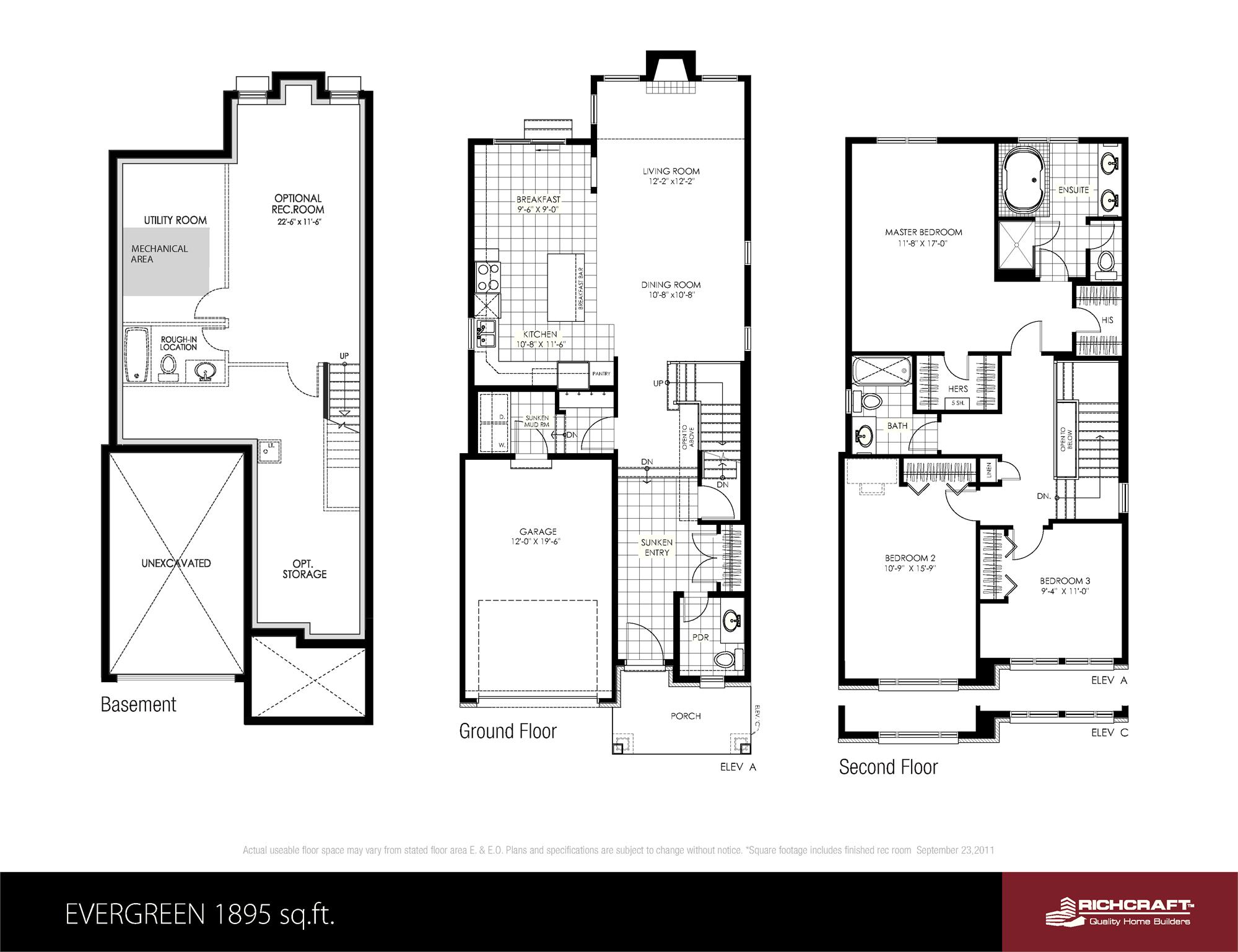 The Landing at Riverside South - The Evergreen Floor Plan, Ottawa ON ...