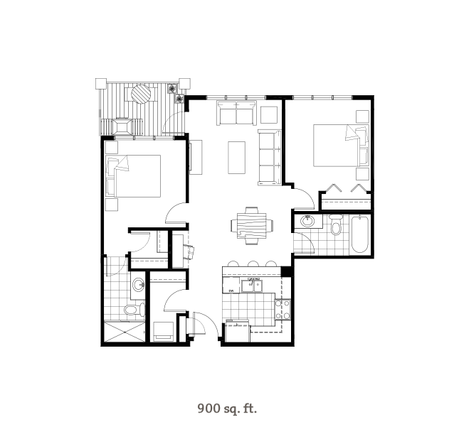 C floor plan at Sawyer Silverado Condos in Calgary, AB