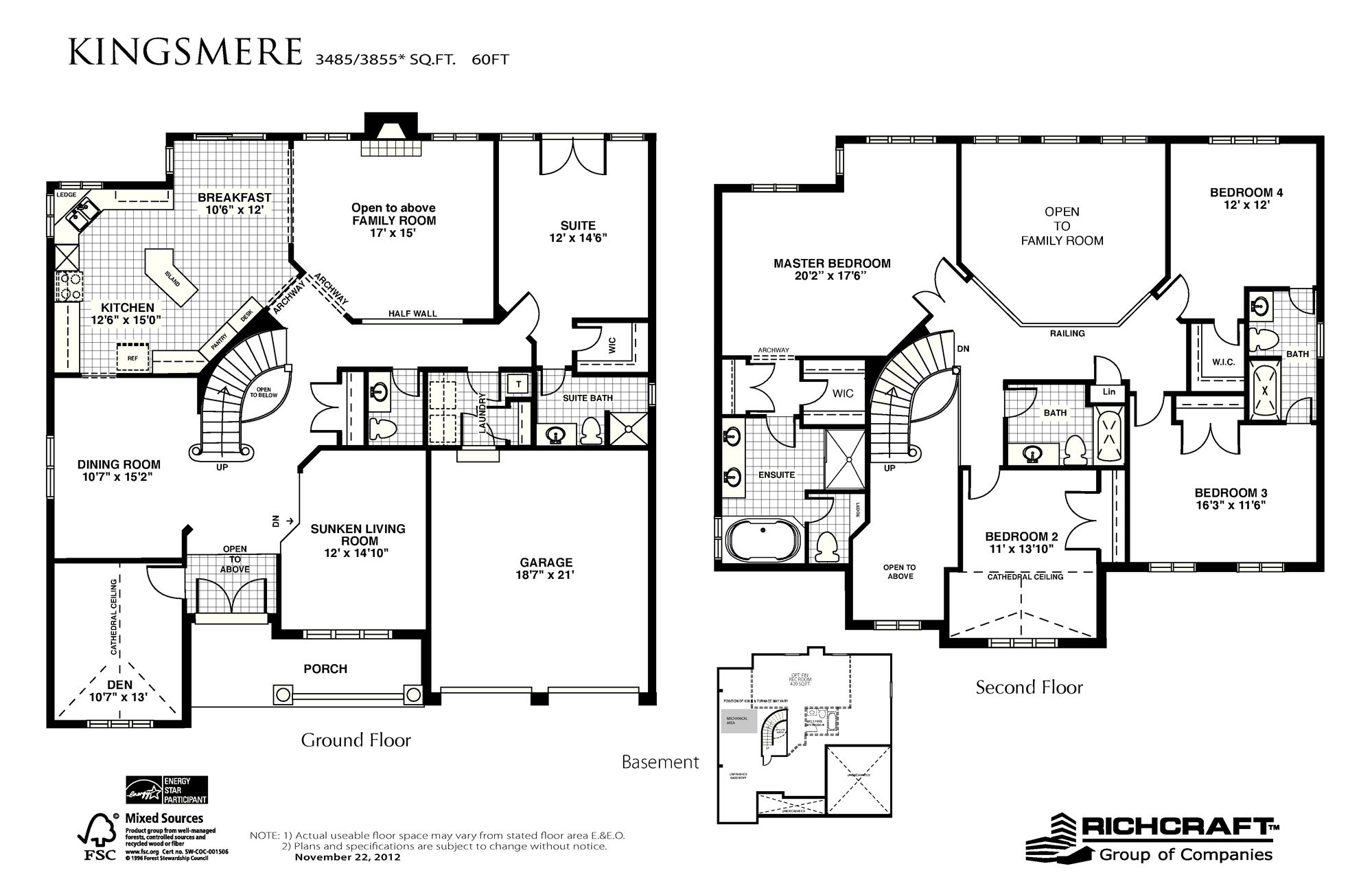 The Landing at Riverside South - The Kingsmere Floor Plan, Ottawa ON ...
