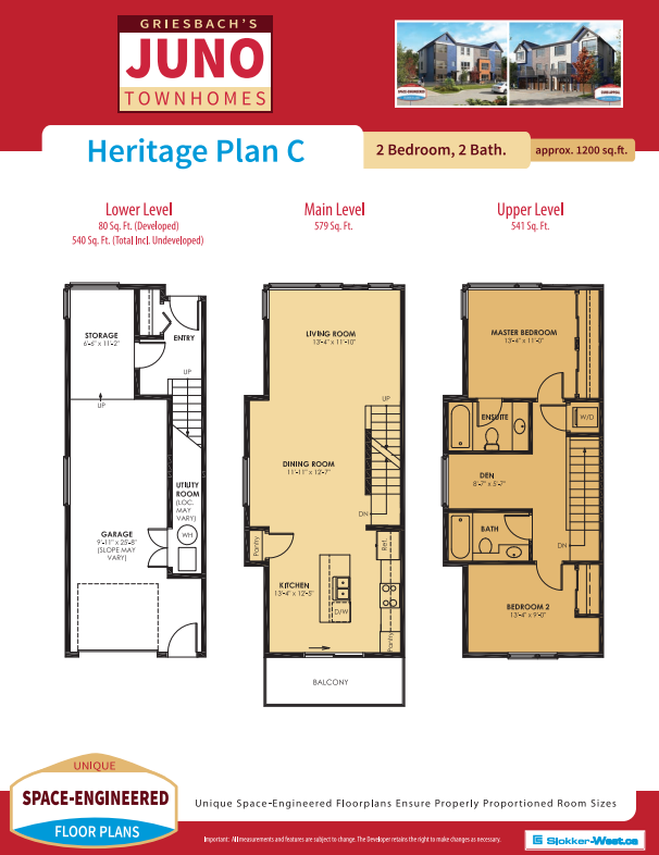 Juno Townhomes | C (End Units) | Floor Plans and Pricing
