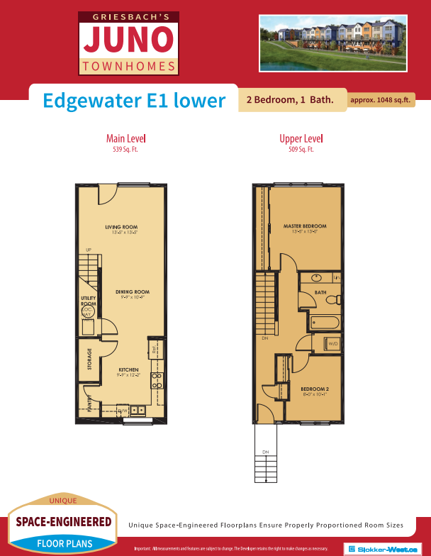 Juno Townhomes | E1 & E2 (Middle Units) | Floor Plans and Pricing