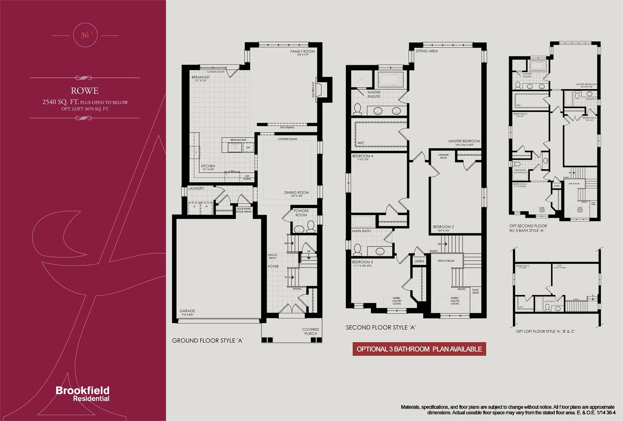Rowe floor plan at The Arbors in Aurora, ON