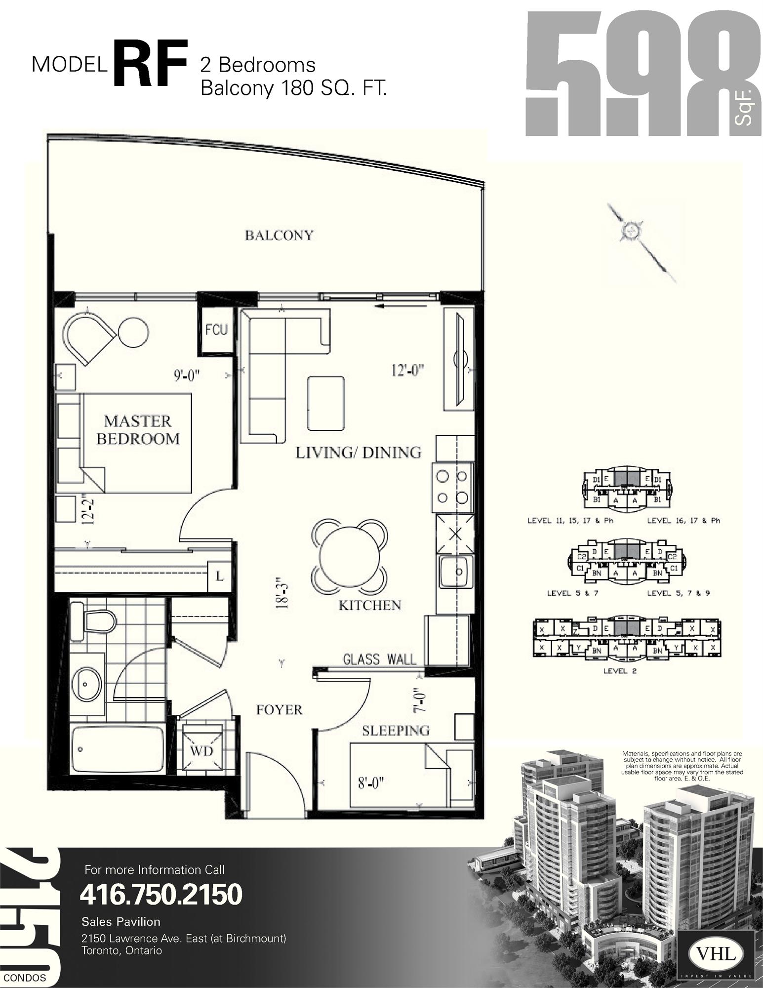 Model RF floor plan at 2150 Condos Phase 1 in Toronto, ON