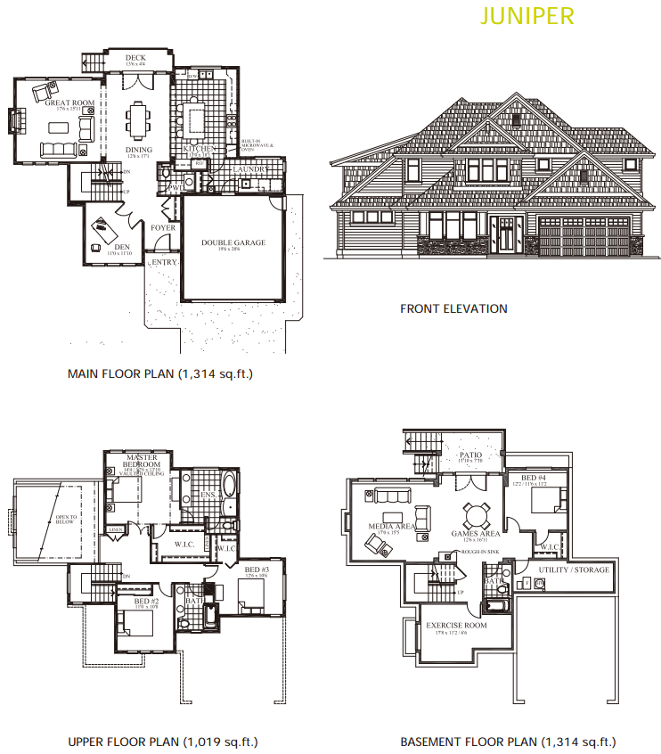 Juniper floor plan at Southbrooke in Surrey, BC