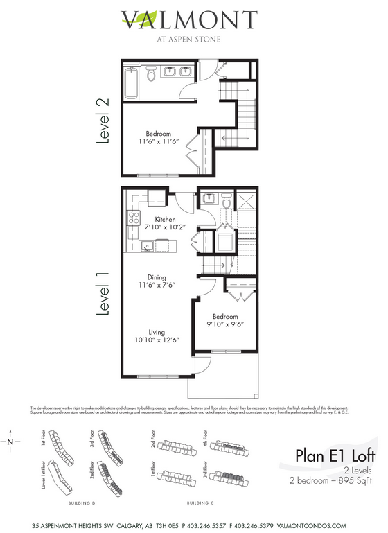 Valmont at Aspen Stone Building C&D - E1 Loft Floor Plan, Calgary AB ...