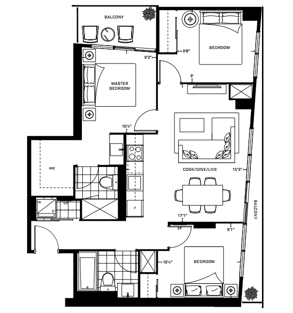 3A floor plan at Alter in Toronto, ON