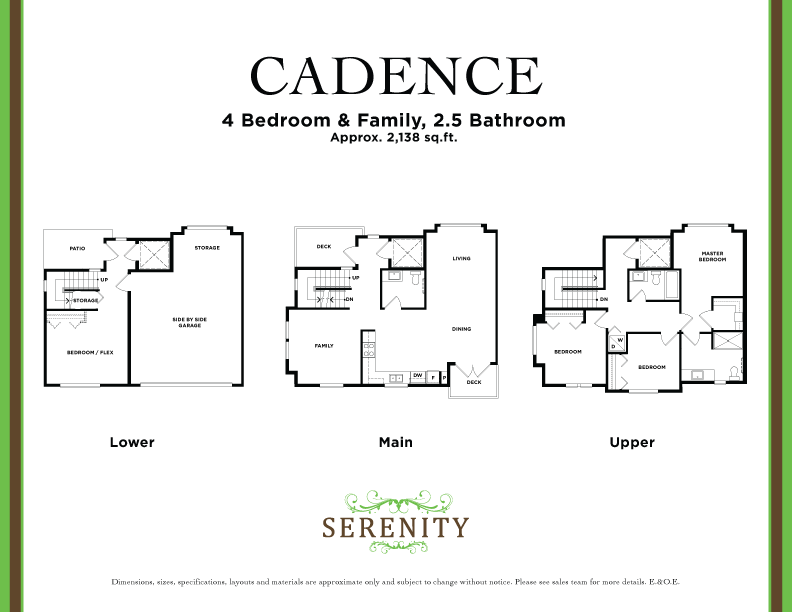 Cadence floor plan at Serenity in Langley Township, BC