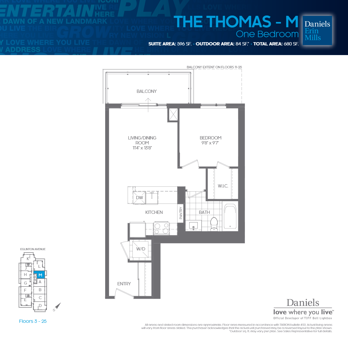 Daniels Erin Mills- West Tower - The Thomas Floor Plan, Mississauga ON ...
