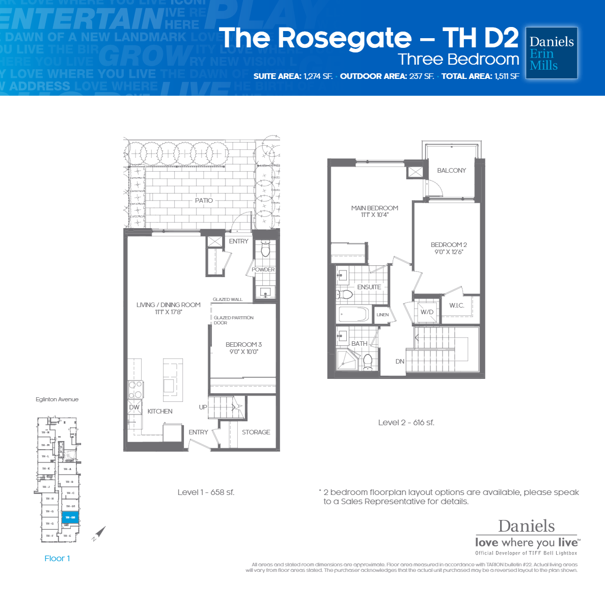 Daniels Erin Mills- West Tower - The Rosegate Floor Plan, Mississauga ...