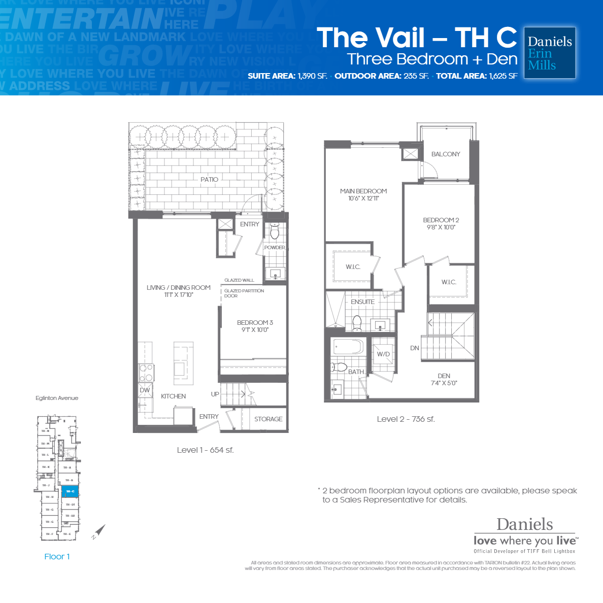 Daniels Erin Mills- West Tower - The Vail Floor Plan, Mississauga ON ...