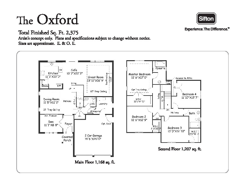 The Oxford floor plan at Andover Trails in London, ON