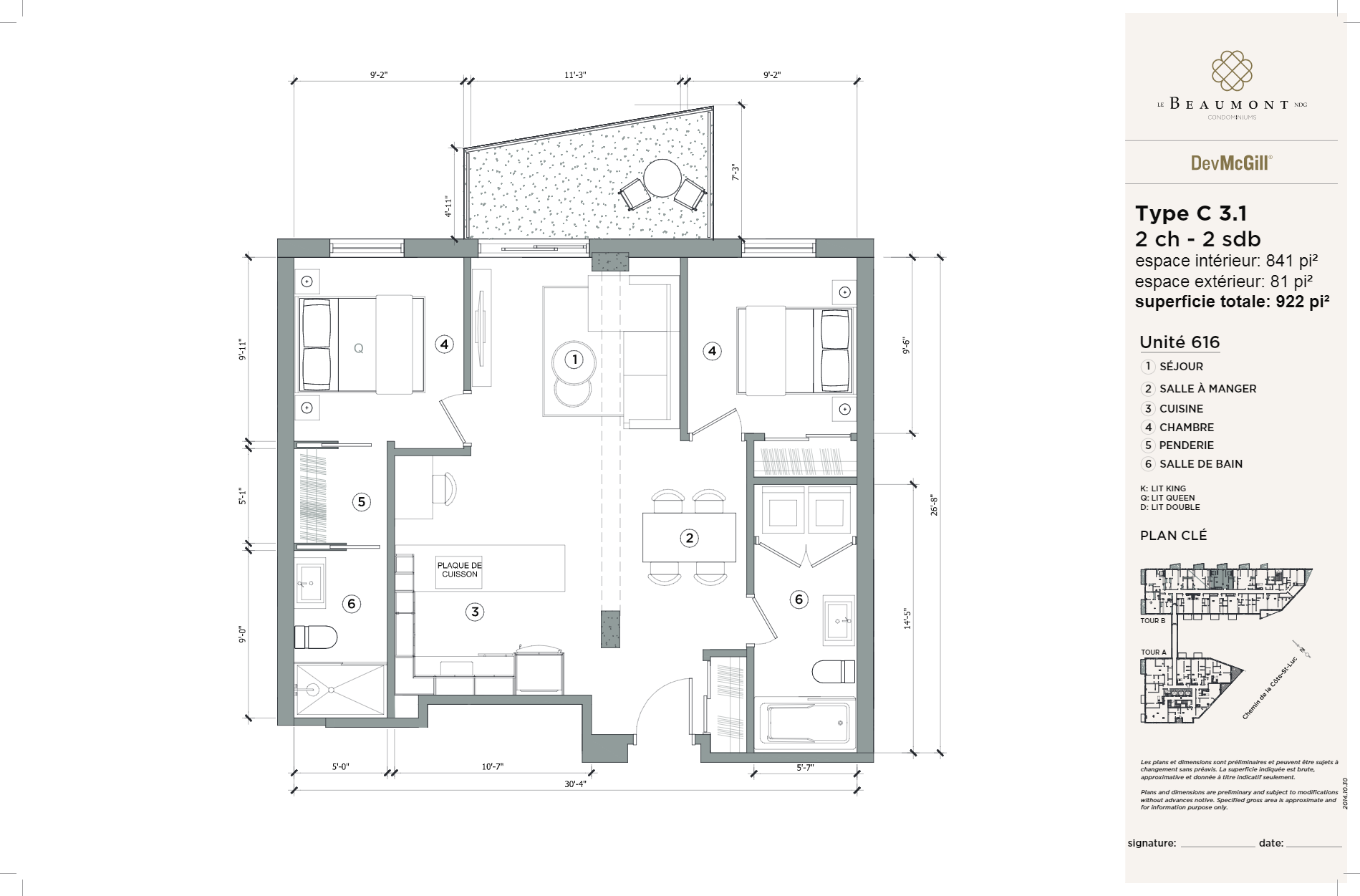 C3.1 floor plan at Beaumont in Montréal, QC