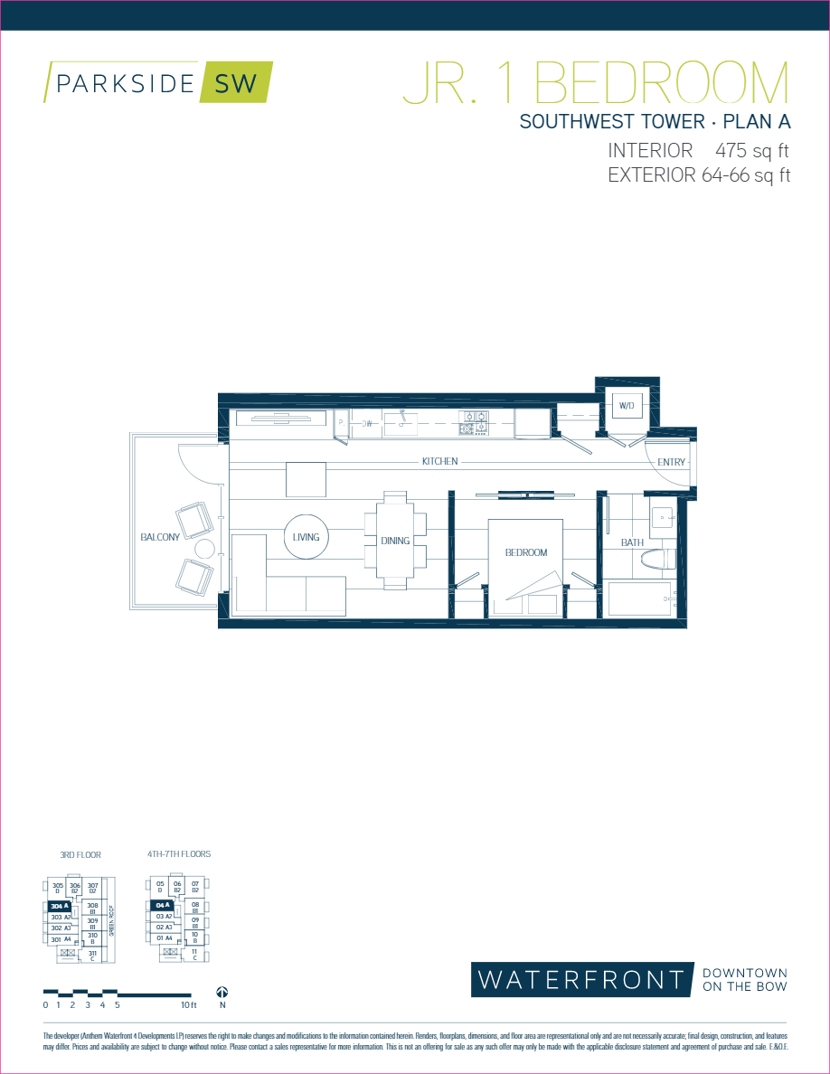 Waterfront Parkside South West Tower - A1 Floor Plan, Calgary AB | Livabl