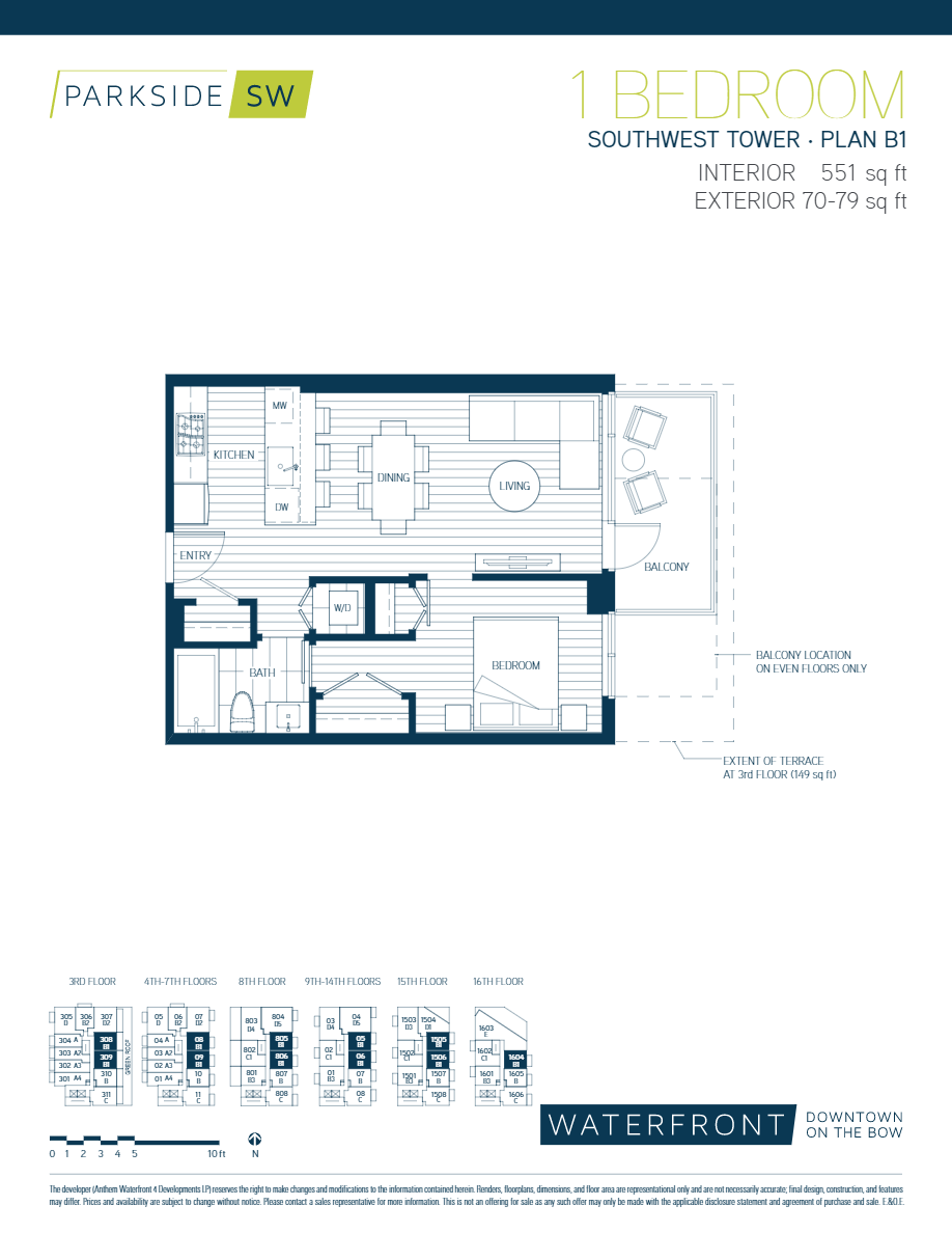 Waterfront Parkside South West Tower - B1 Floor Plan, Calgary AB | Livabl