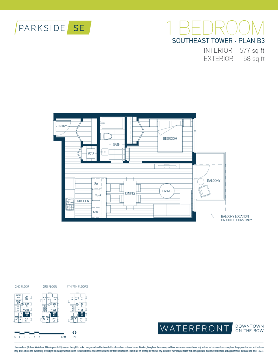 Waterfront Parkside South East Tower - B3 Floor Plan, Calgary AB | Livabl