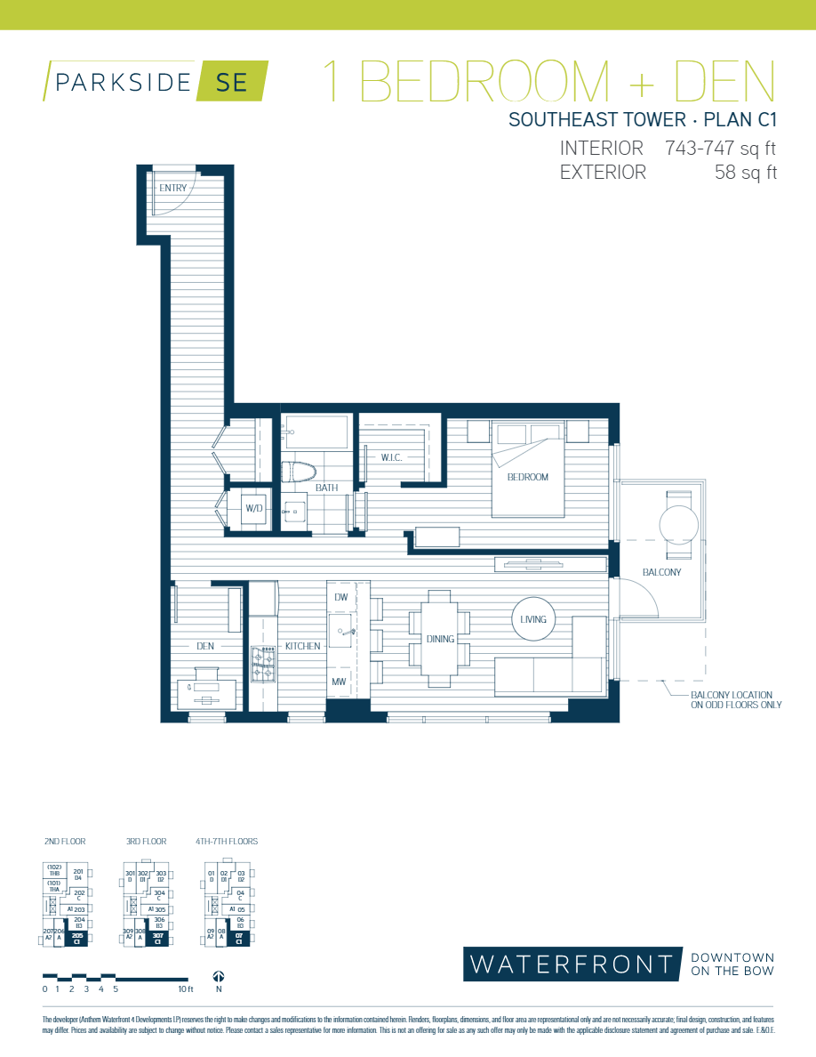 Waterfront Parkside South East Tower - C1 Floor Plan, Calgary AB | Livabl