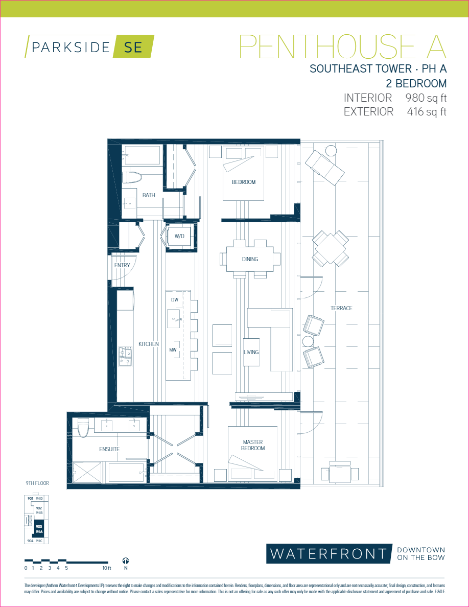 Waterfront Parkside South East Tower - PH A Floor Plan, Calgary AB | Livabl