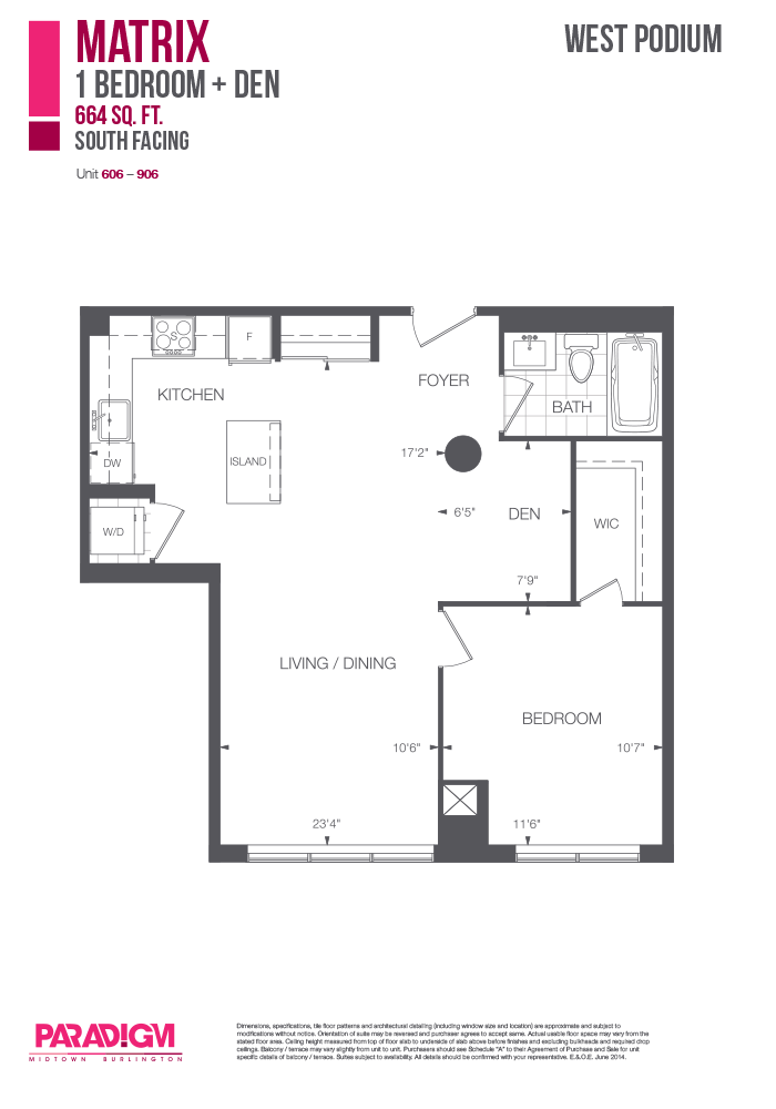 Paradigm Condos - Matrix Floor Plan, Burlington ON | Livabl