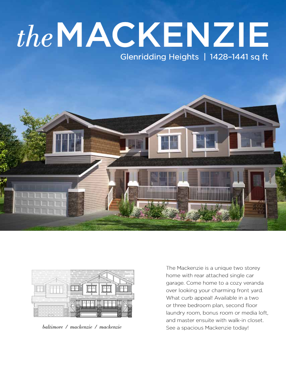 The Mackenzie floor plan at Glenridding Ravine Townhomes in Edmonton, AB