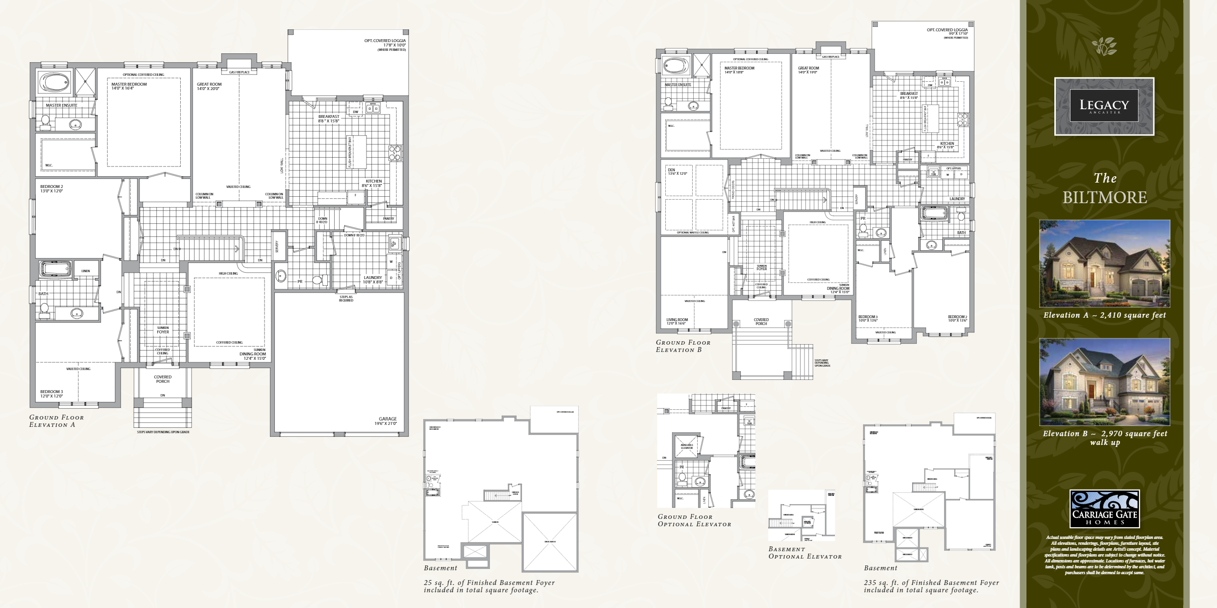 The Biltmore floor plan at Legacy Ancaster in Hamilton, ON
